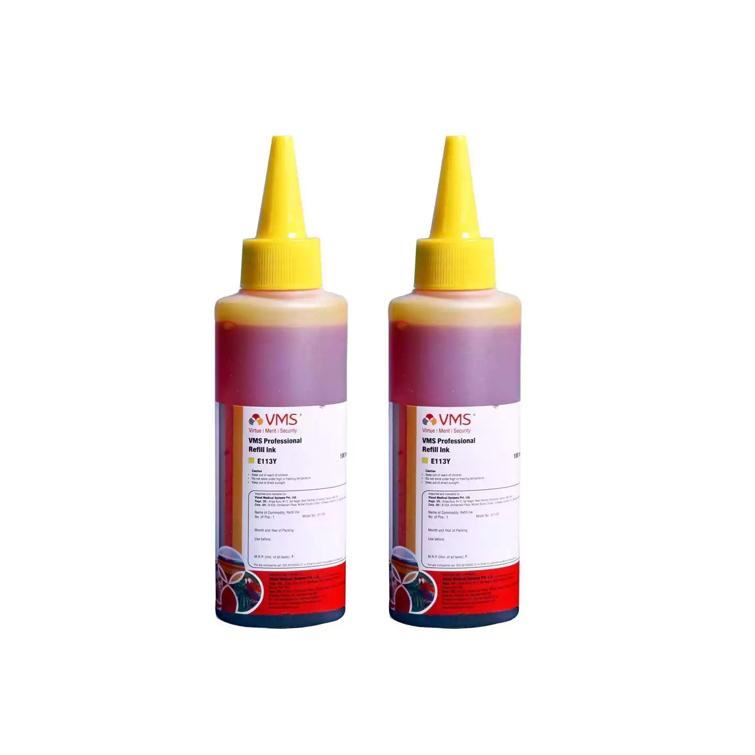 VMS Professional Yellow 100ml Refill Ink - Pack of 2 | Vivid Colors, Sharp Prints | Buy Online ...