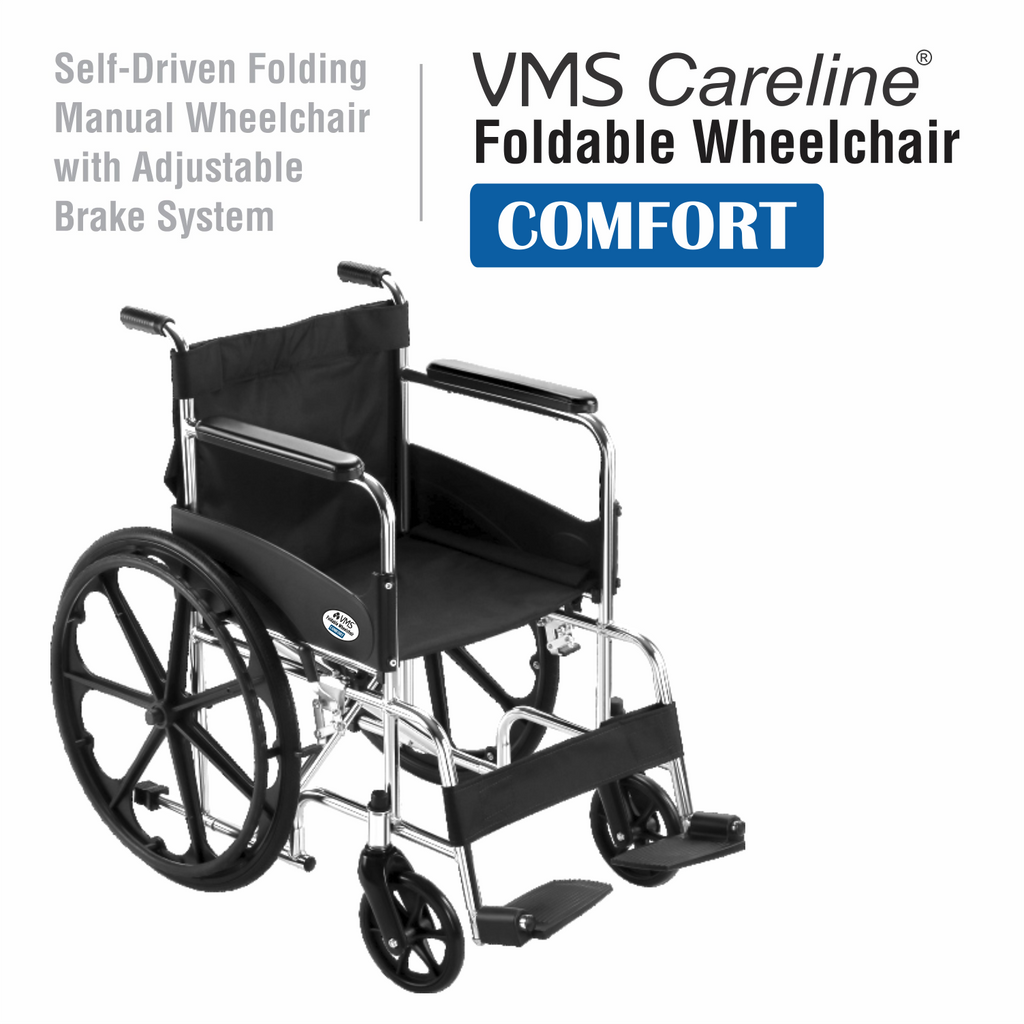 VMS Careline Foldable Manual Wheelchair - Comfort – VMS Cart