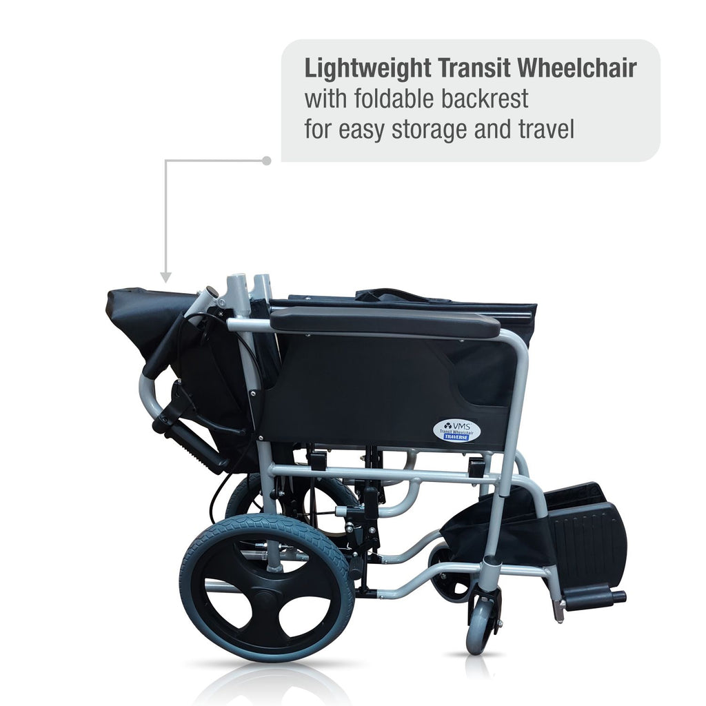 Explore Freedom with VMS Careline Foldable Transit Wheelchair TRAVERSE ...