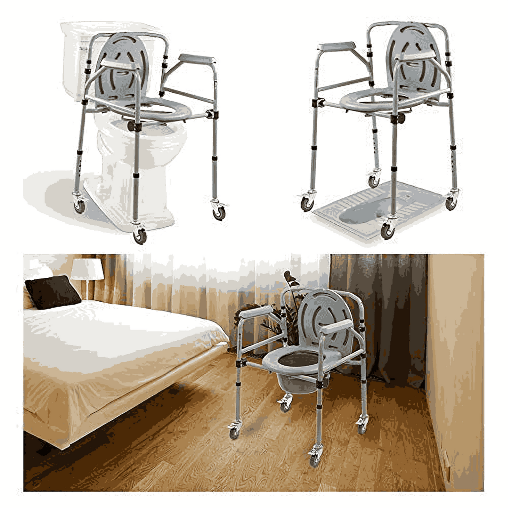 Buy VMS Careline Foldable Commode Wheelchair - STANDARD Online | VMS Cart